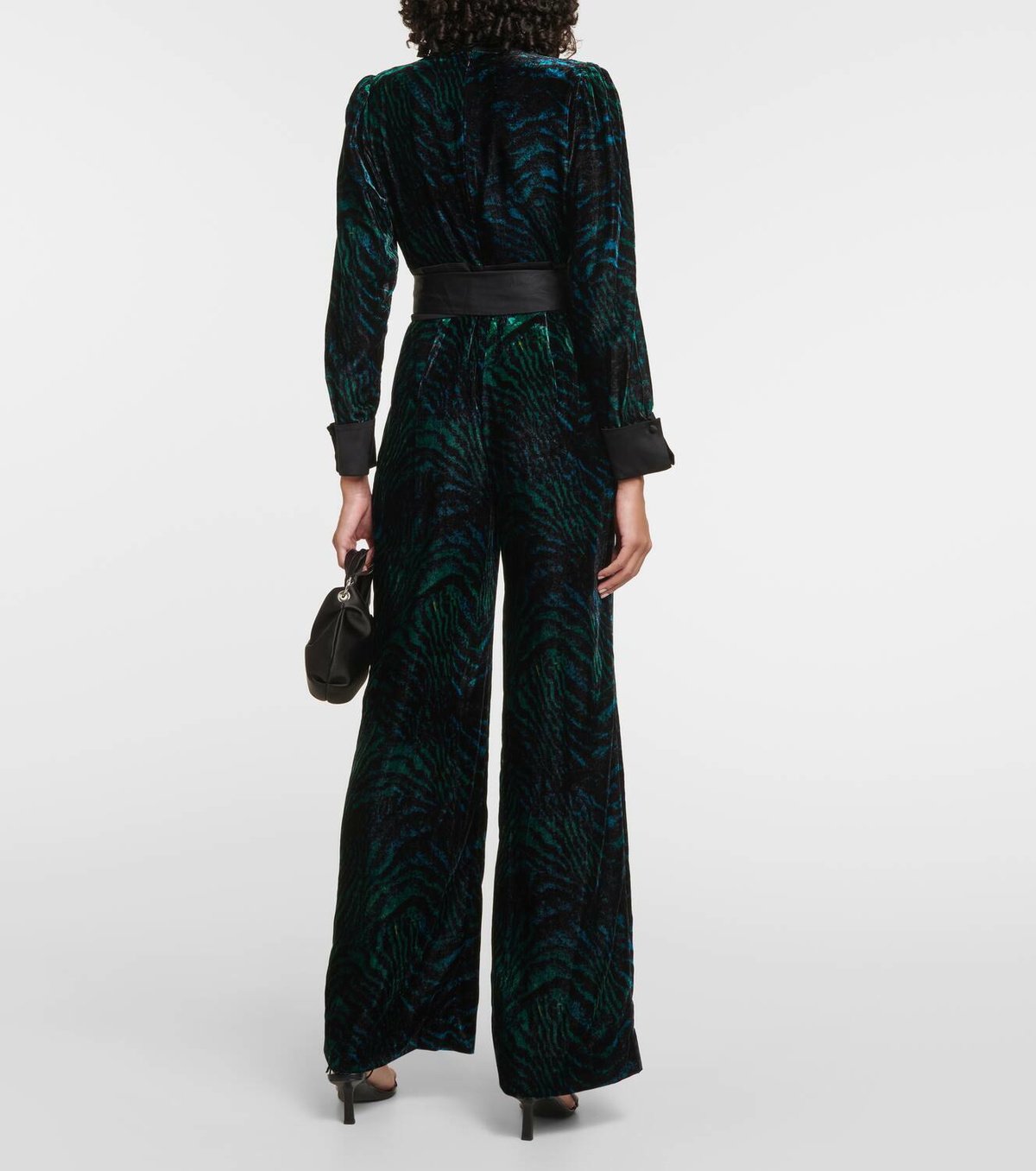 Diane von Furstenberg Vegas tiger-print velvet jumpsuit Diane von ...