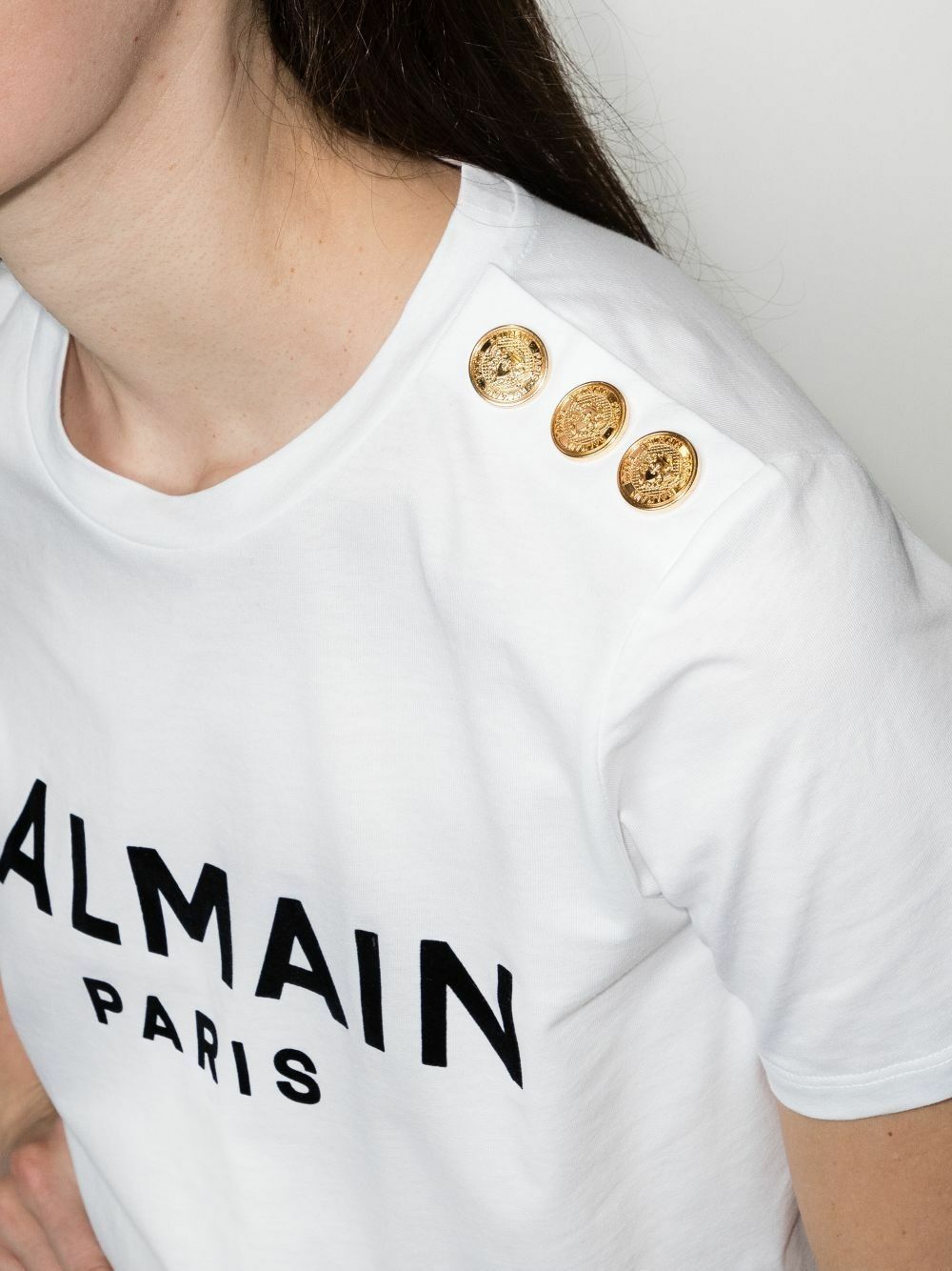 Balmain Button-Embellished Logo-Print T-Shirt Balmain