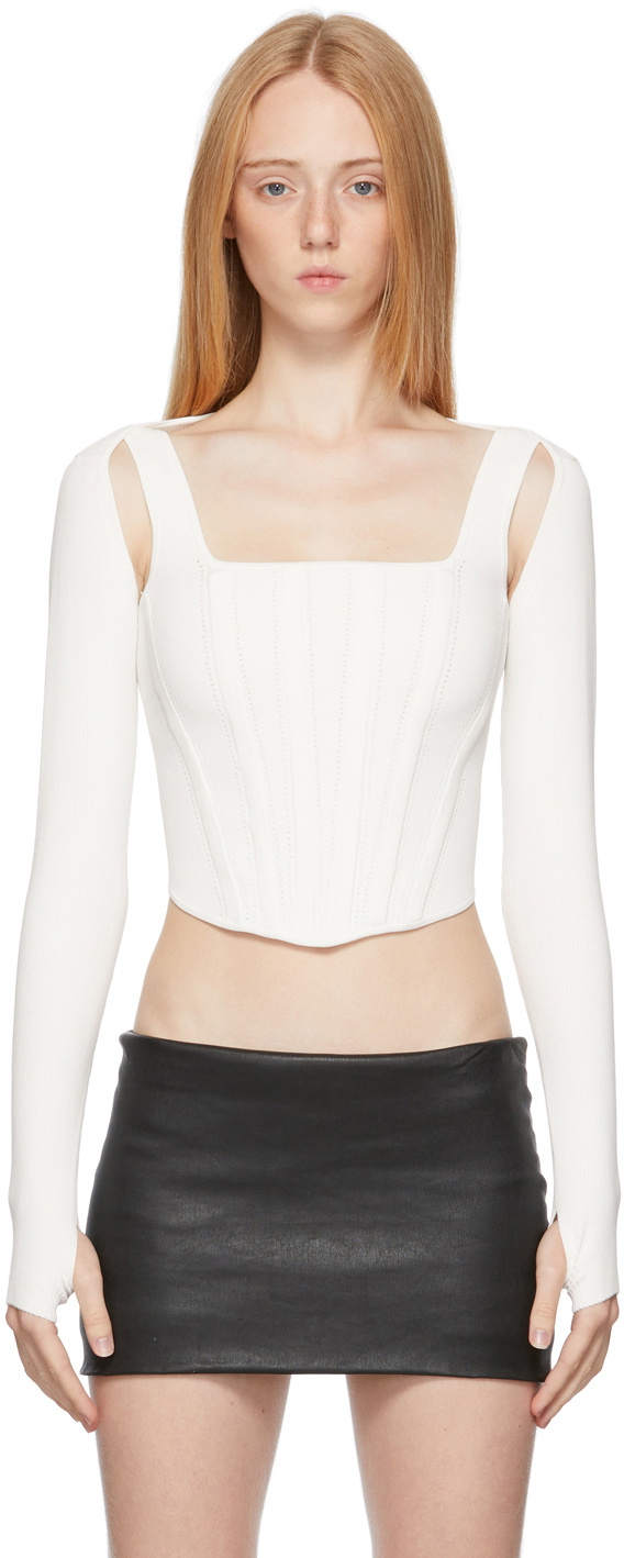 Dion Lee White Pointelle Long Sleeve Corset & Cardigan Dion Lee
