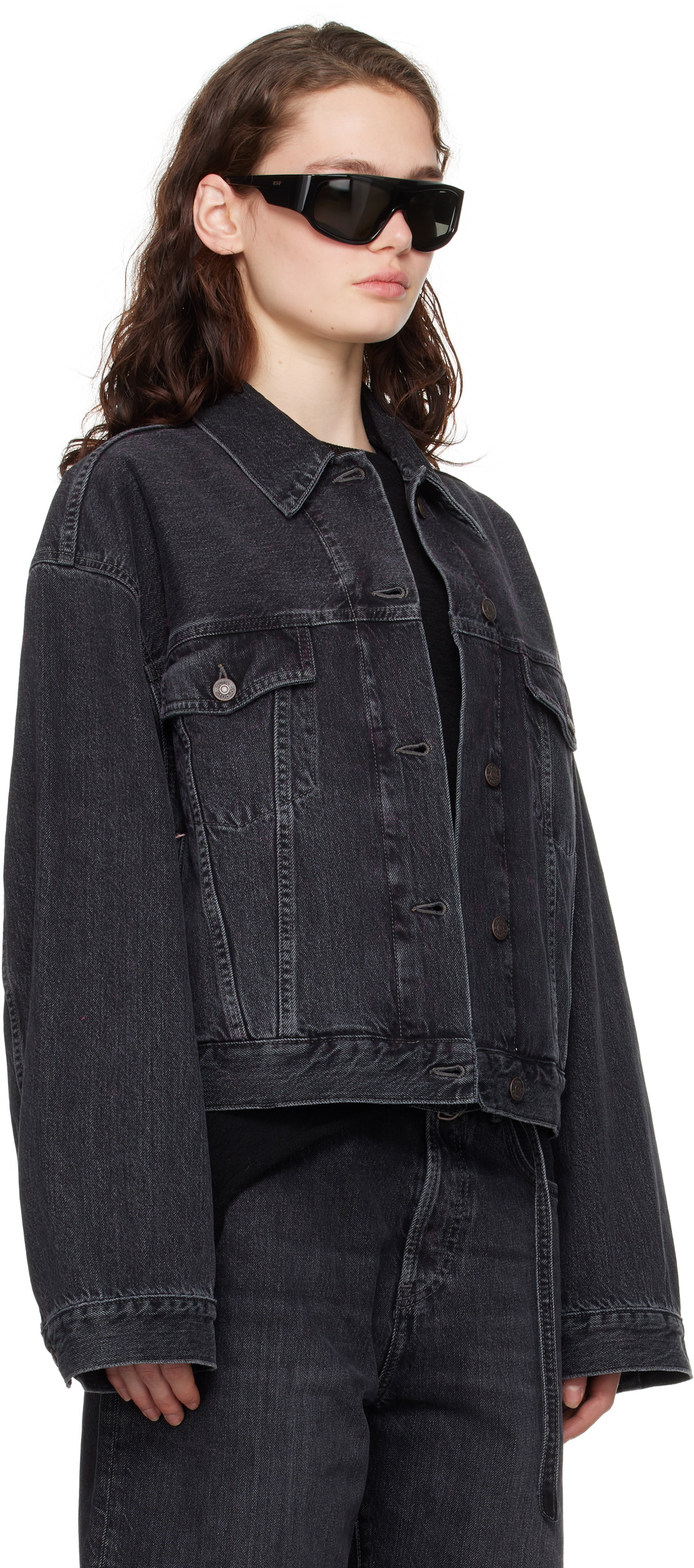 Acne Studios Black Faded Denim Jacket Acne Studios