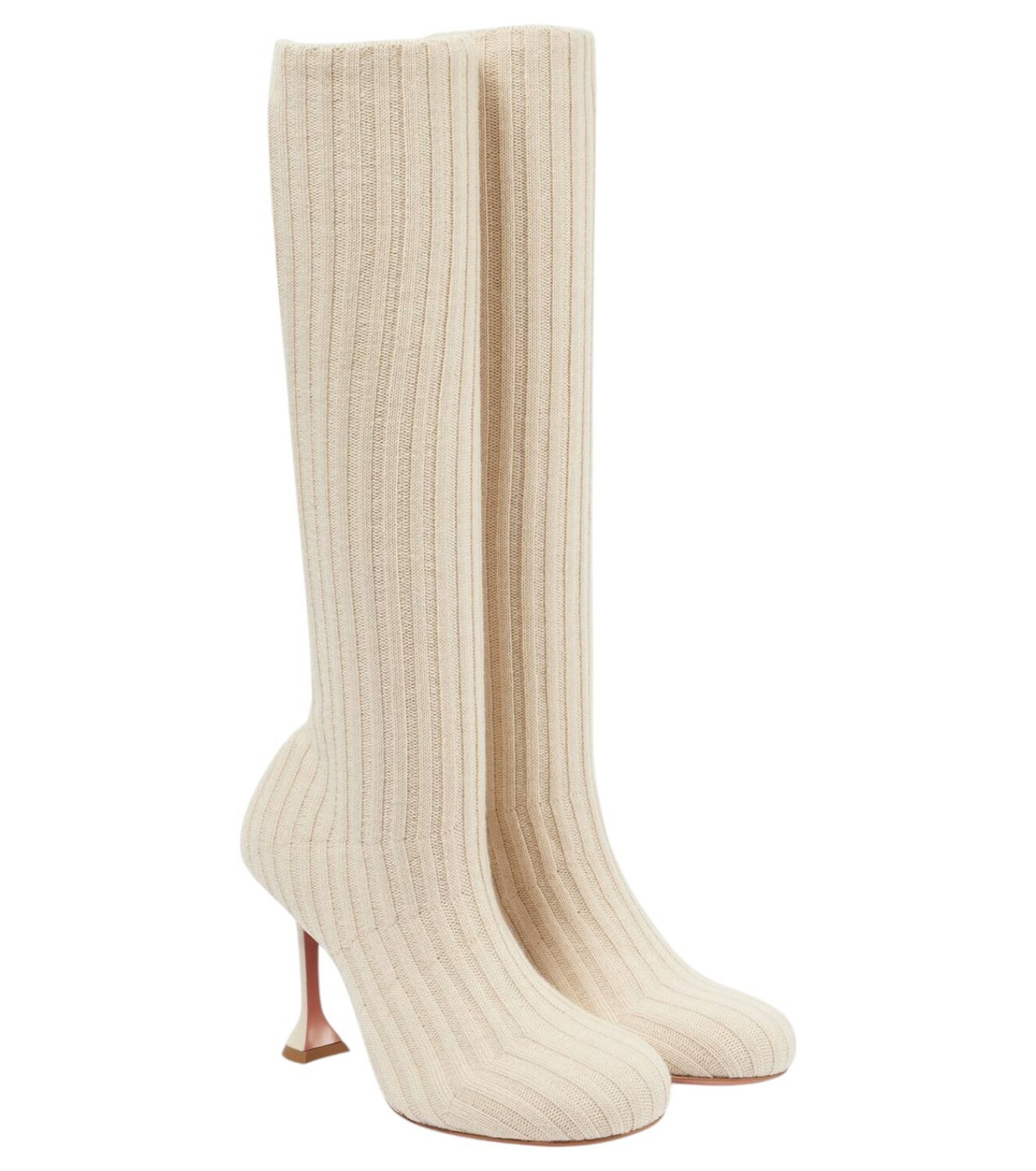 Amina Muaddi Veneda 95 stretch ribbed-knit knee boots Amina Muaddi