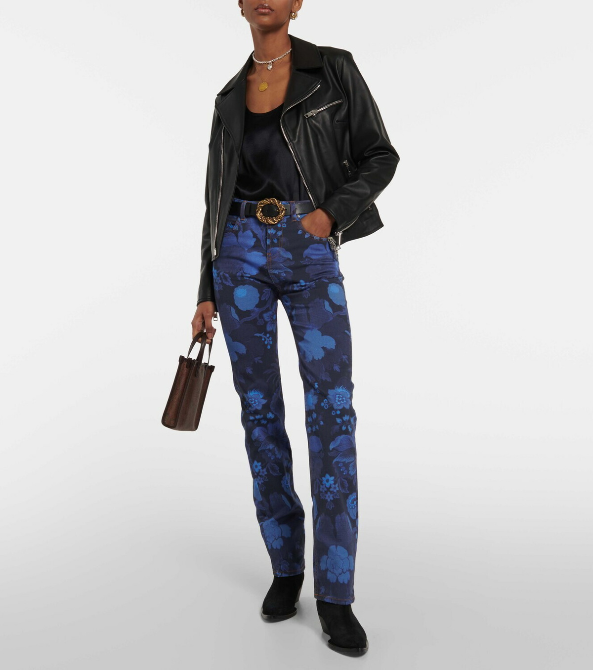 Etro - Printed high-rise straight jeans Etro