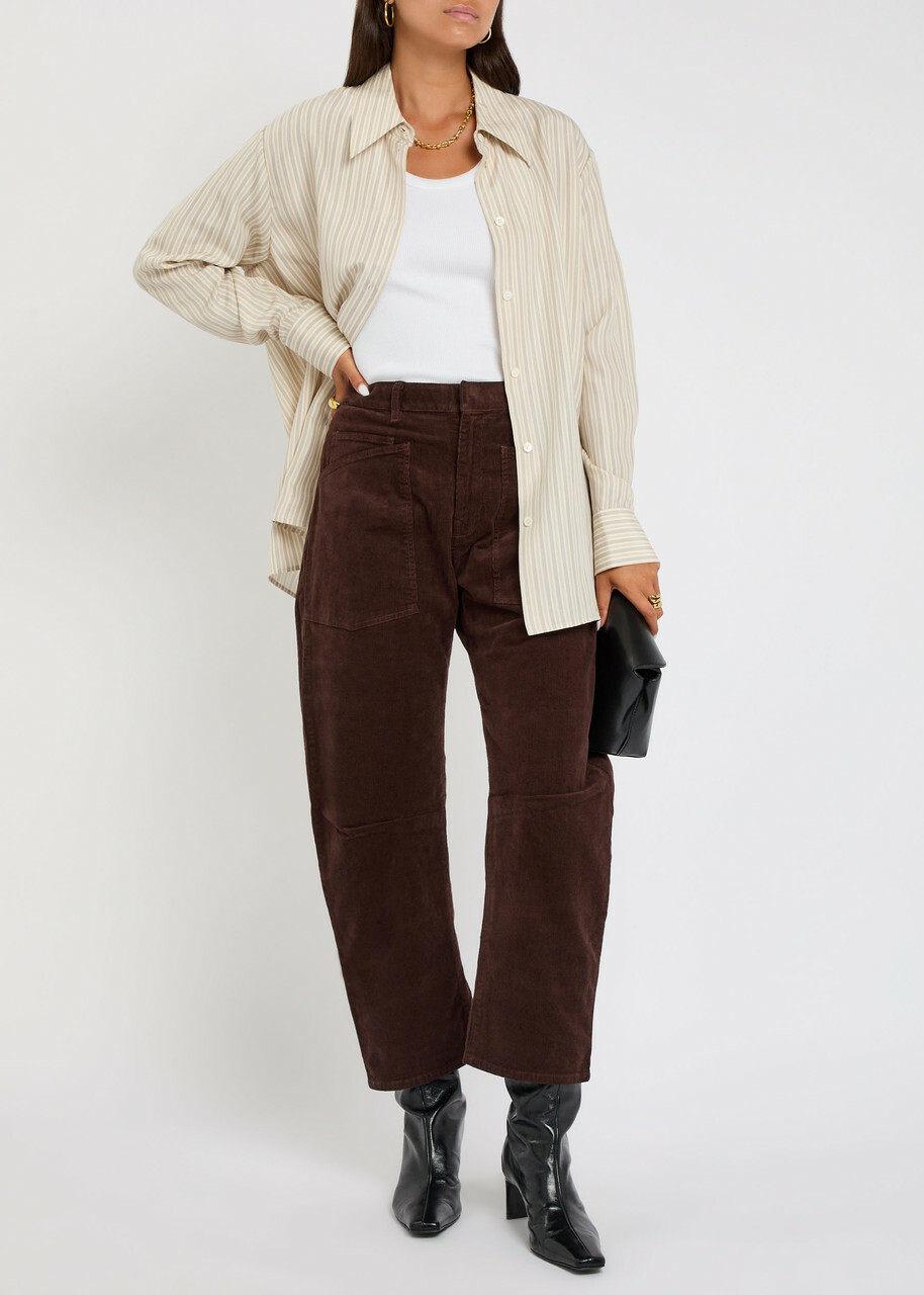 Nili Lotan Shon Barrel-leg Corduroy Trousers Burgundy Nili Lotan