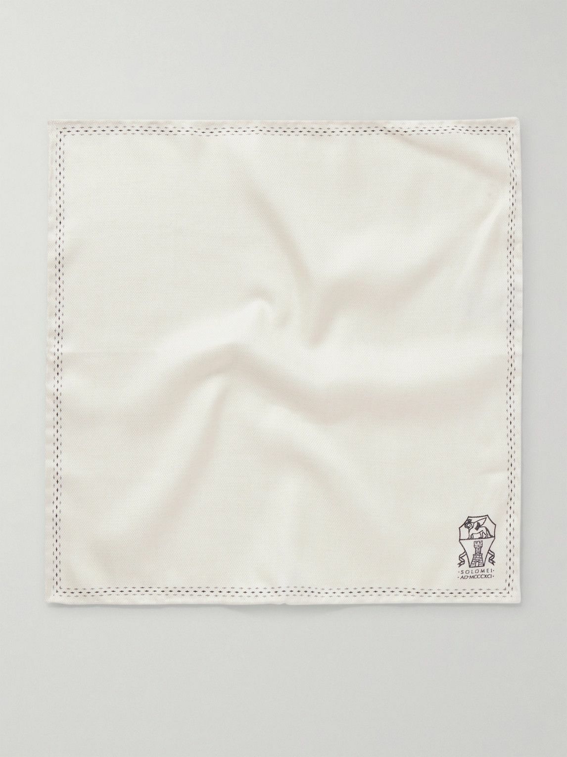 Brunello Cucinelli - Logo-Print Silk Pocket Square Brunello Cucinelli