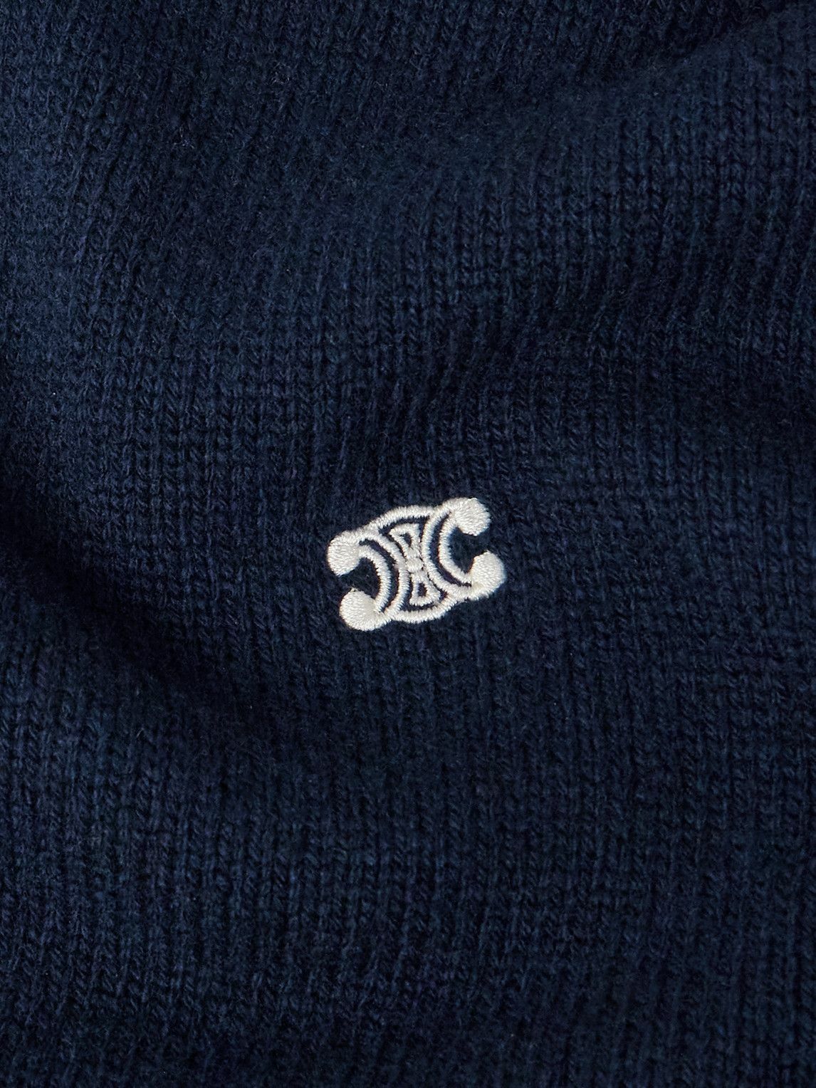 CELINE - Logo-Embroidered Wool and Cashmere-Blend Zip-Up Cardigan ...