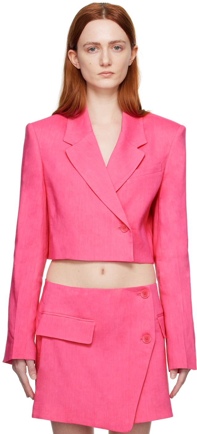 FRAME Pink Cropped Blazer Frame Denim