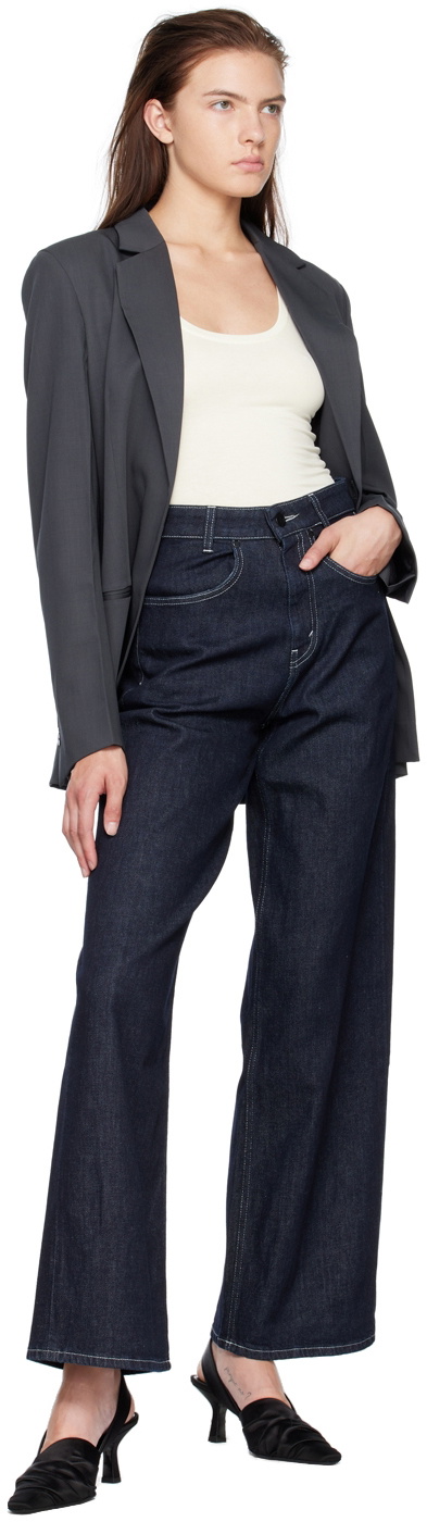BITE Studios Blue Wide-Leg Raw Denim Jeans BITE