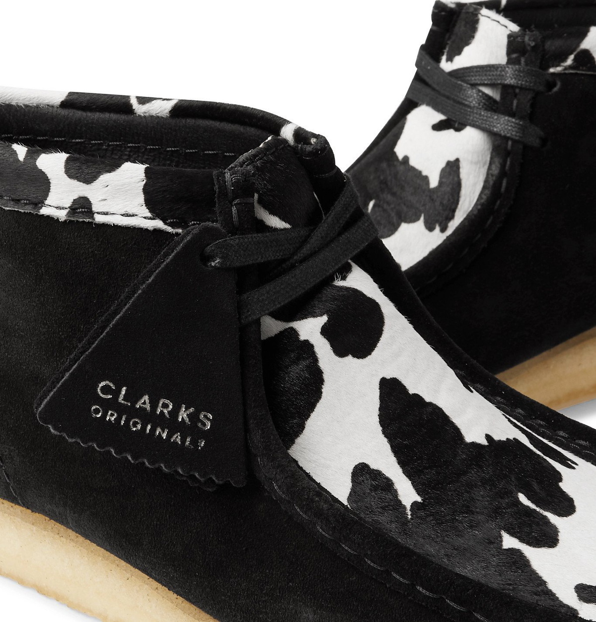 Clarks Originals - Wallabee Suede and Cow-Print Faux Pony Hair Desert ...