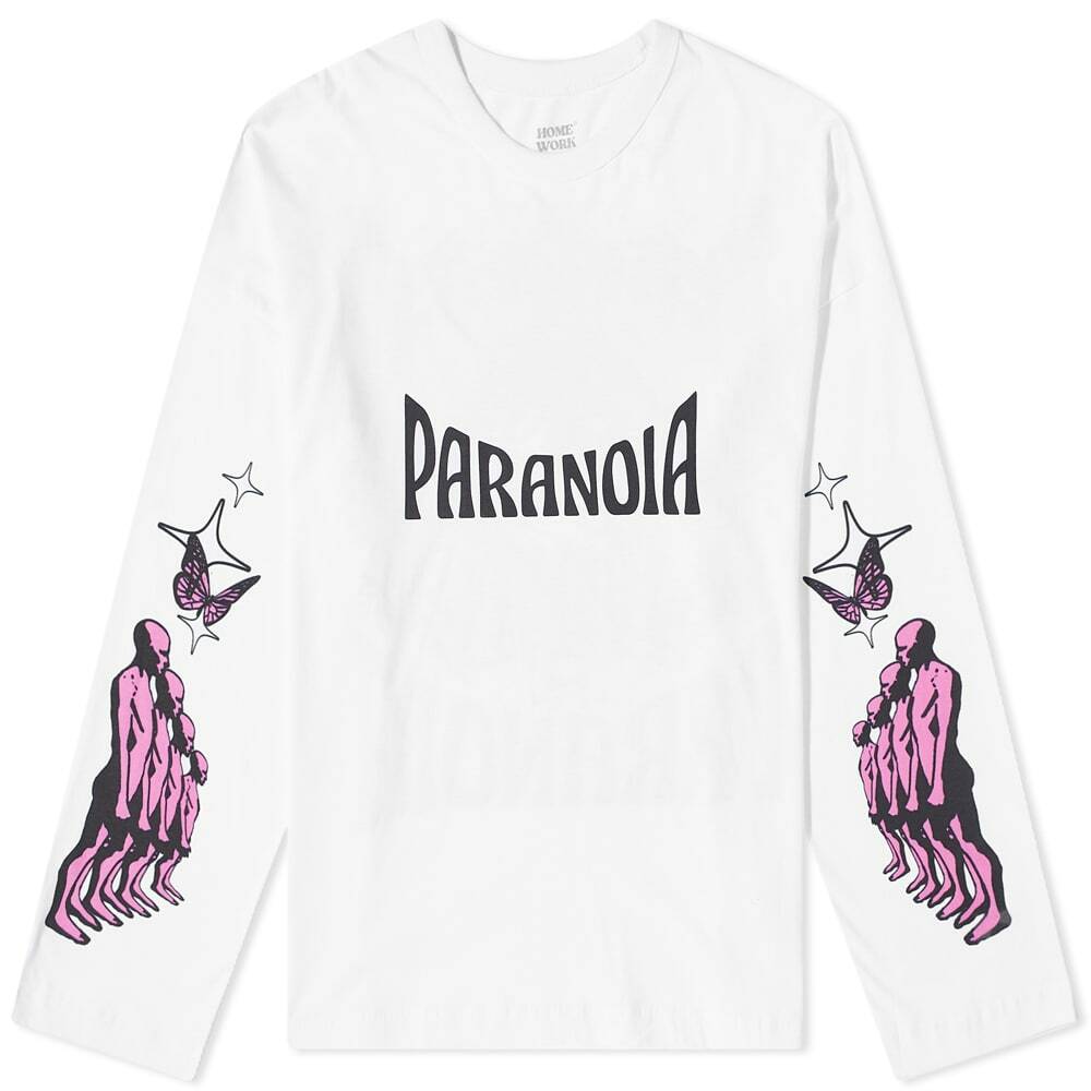 Homework Men's Long Sleeve Paranoia T-Shirt in White Homework