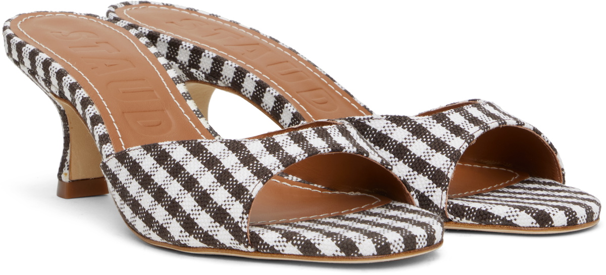 Staud Brown & White Brigitte Mule Heeled Sandals Staud