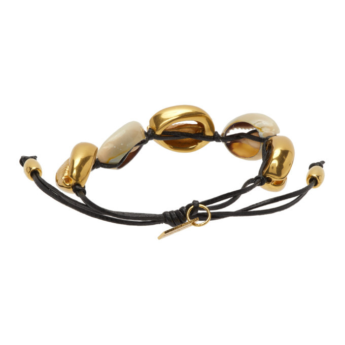 Saint Laurent Black and Gold Cowrie Shell Bracelet Saint Laurent