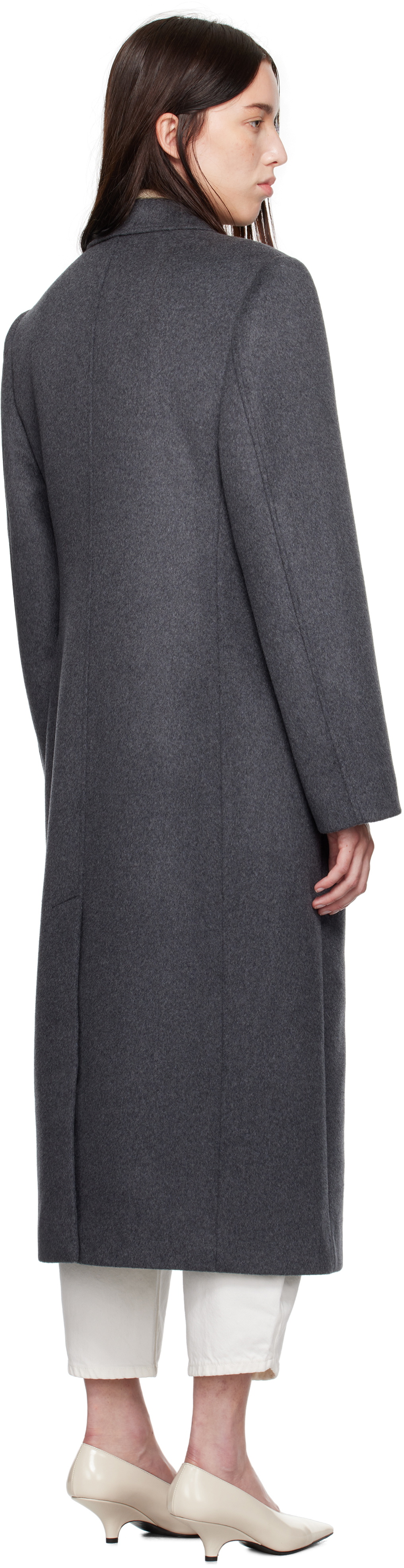 Calvin Klein Gray Halo Brushed Wool Double-Breasted Coat Calvin Klein