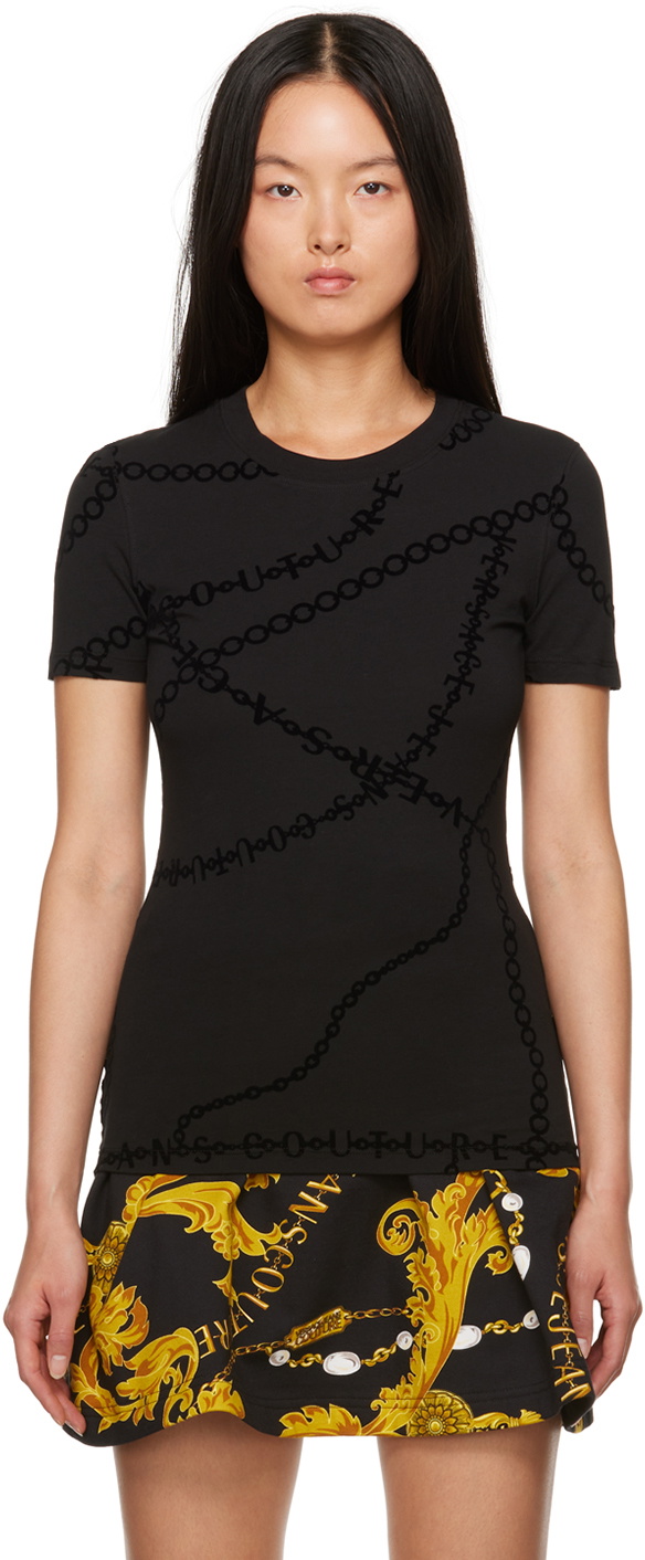 Versace Jeans Couture Black Flocked T-Shirt Versace