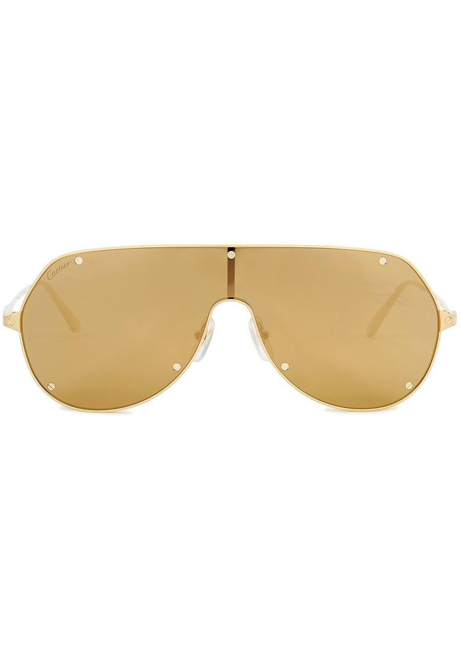 Cartier Santos De Cartier Gold-tone Mask Sunglasses, Sunglasses, Gold ...
