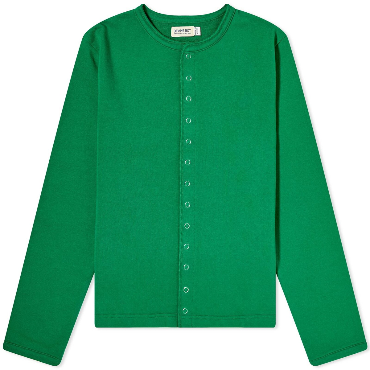Beams Boy Women's Snap Button Cardigan in Green Beams Boy