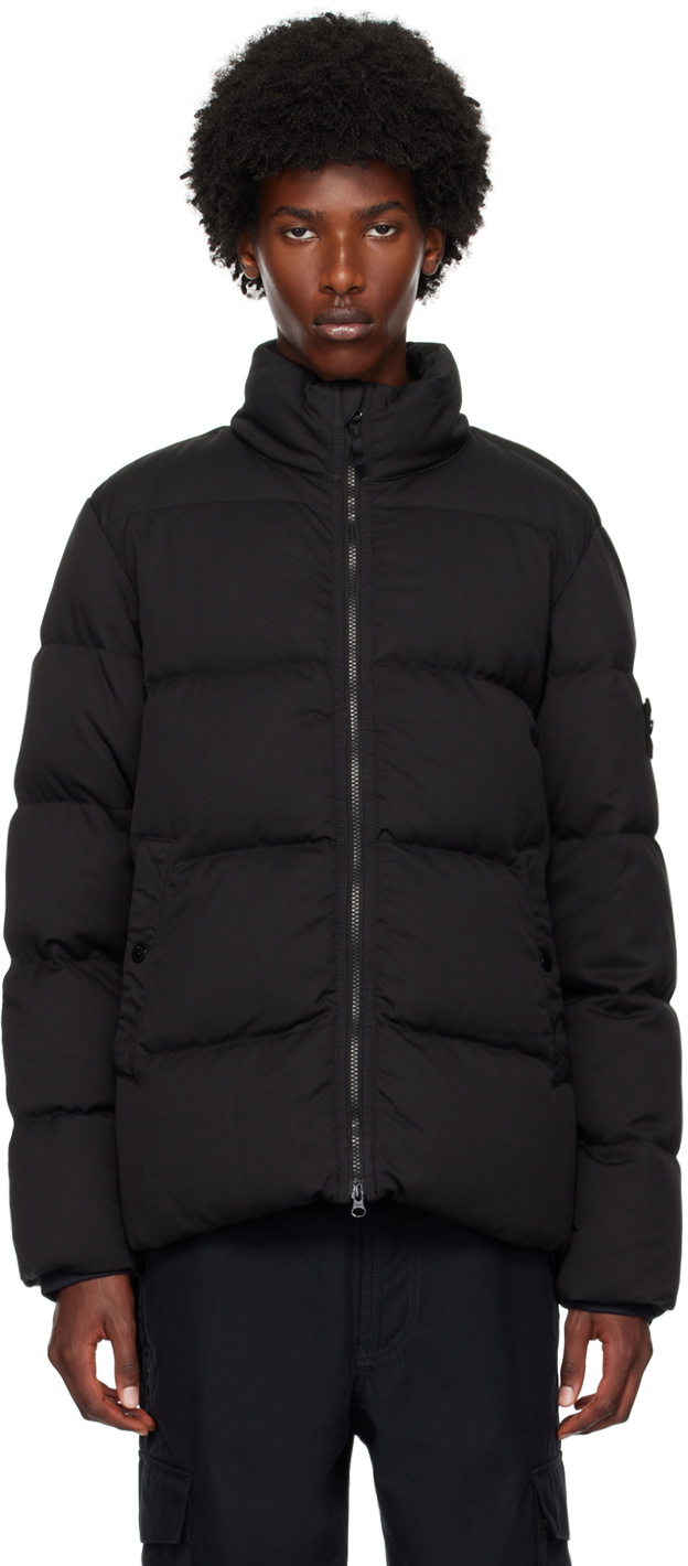 Stone Island Black Logo Patch Down Jacket Stone Island
