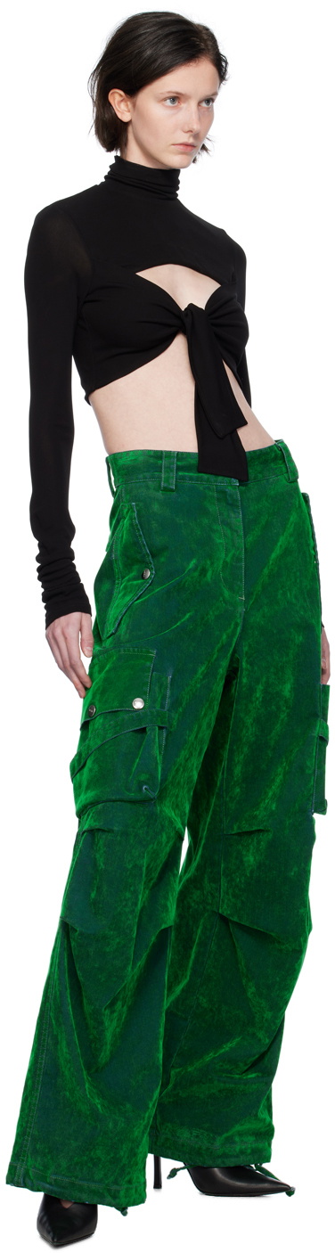 MSGM Green Flocked Jeans MSGM