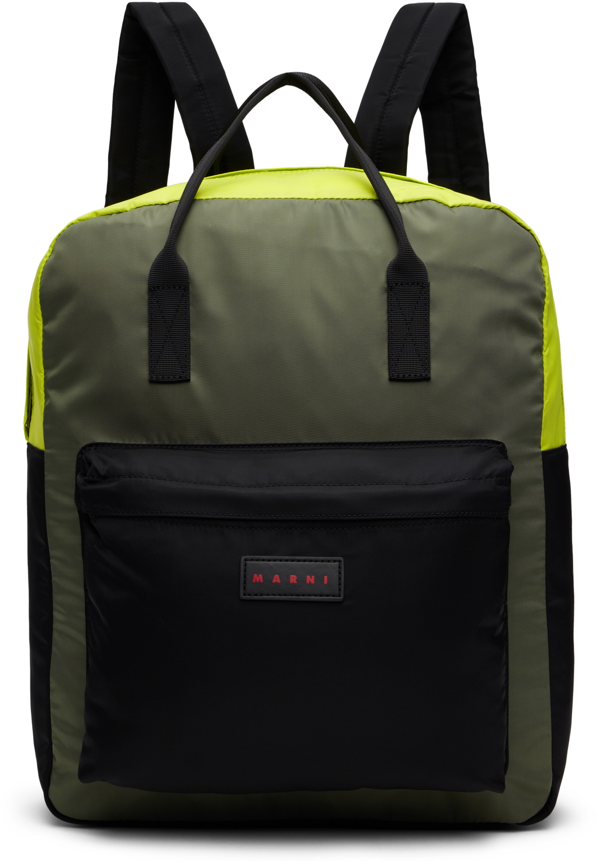 Marni Kids Green & Black Logo Patch Backpack Marni