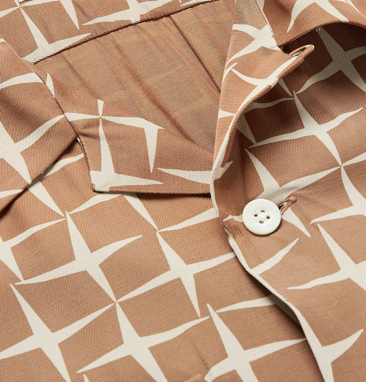 Chimala - Camp-Collar Printed Twill Shirt - Brown Chimala