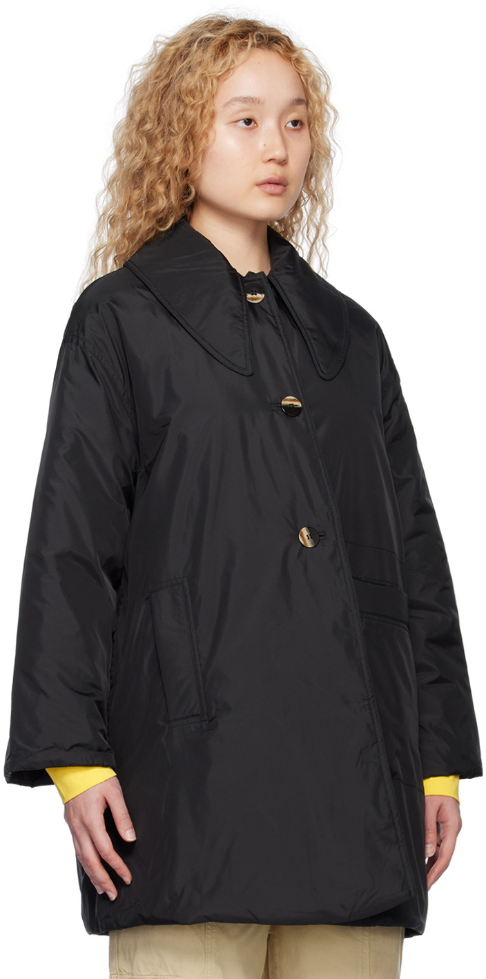 GANNI Black Oversized Reversible Coat GANNI