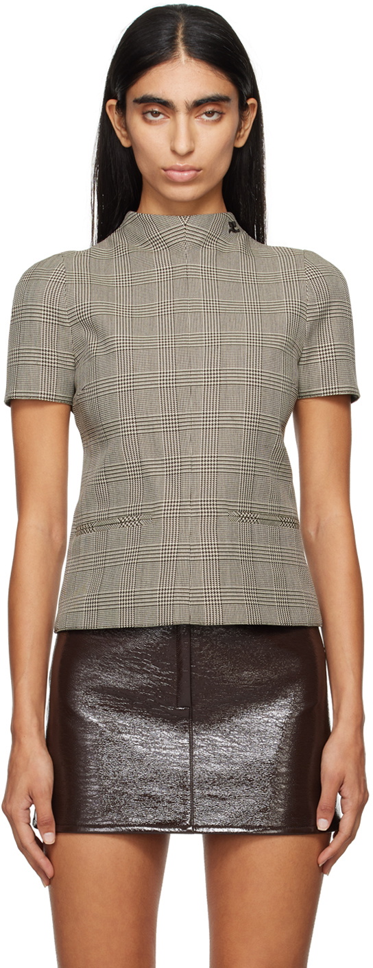 Courrèges Brown High Collar Top Courreges