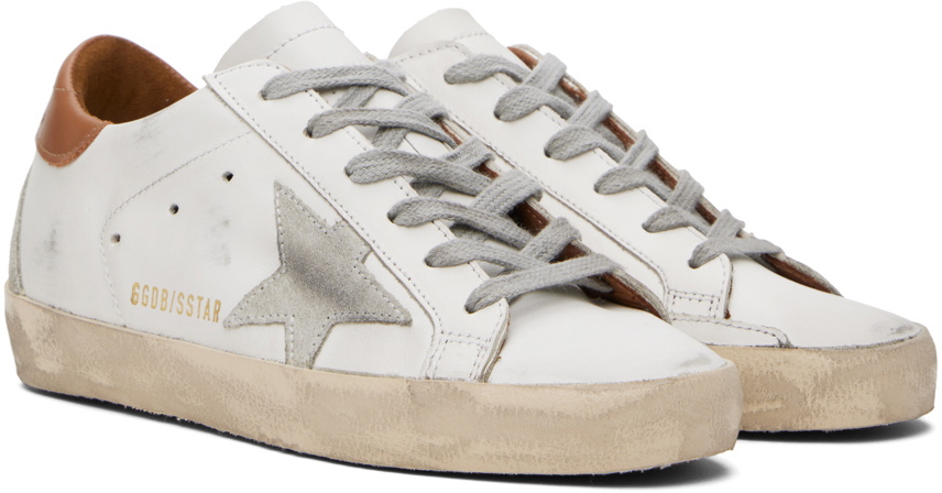 Golden Goose SSENSE Exclusive White & Brown Super-Star Sneakers Golden ...