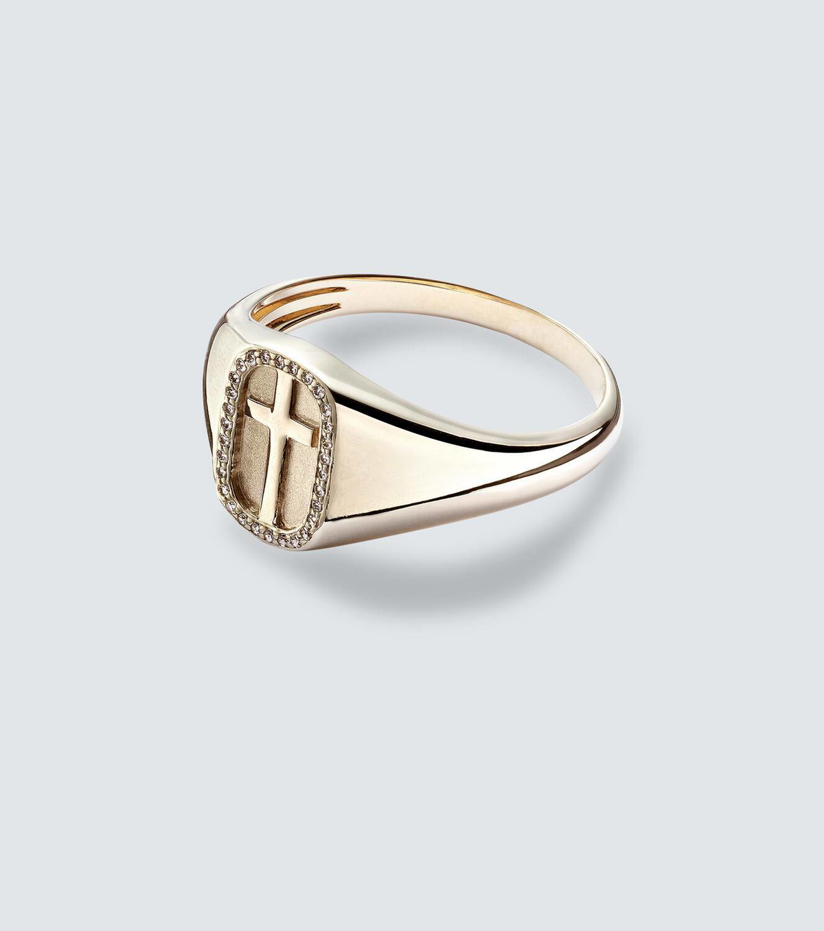 Sydney Evan Cross Icon 14kt gold ring with diamonds Sydney Evan