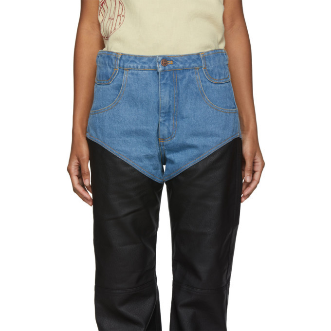 Telfar Blue and Black 3-Panel Jeans Telfar
