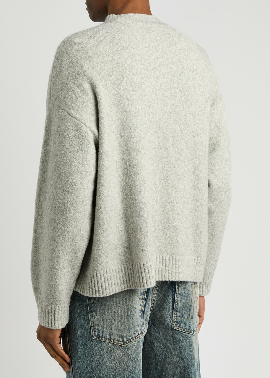 Represent Logo-embroidered Knitted Jumper Grey Represent