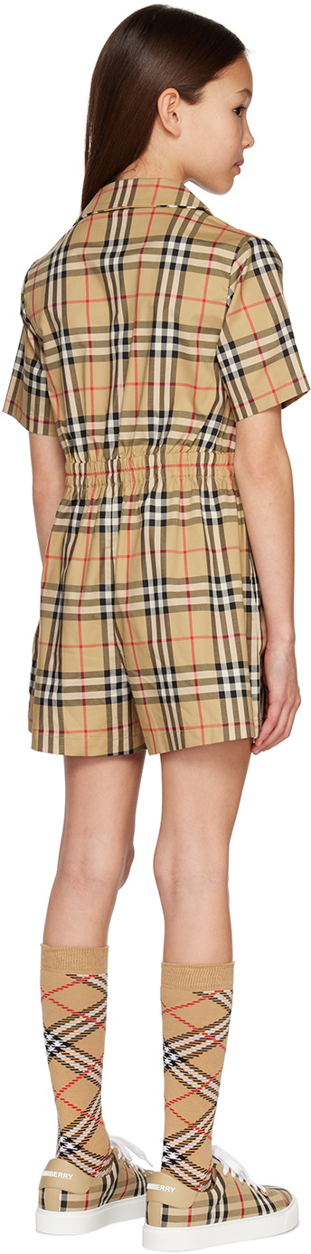Burberry Kids Beige Vintage Check Jumpsuit Burberry