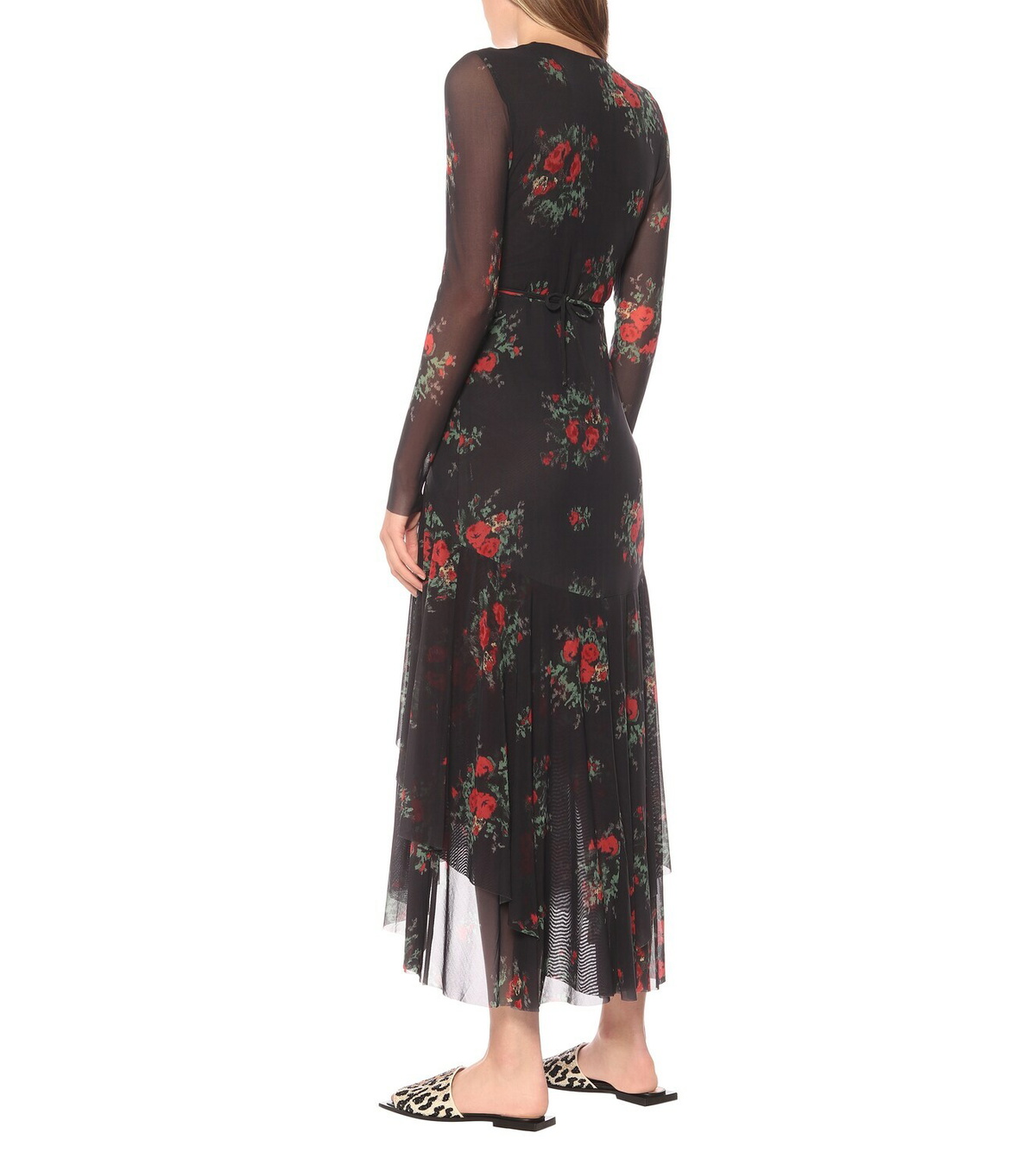 Ganni - Floral mesh midi wrap dress GANNI