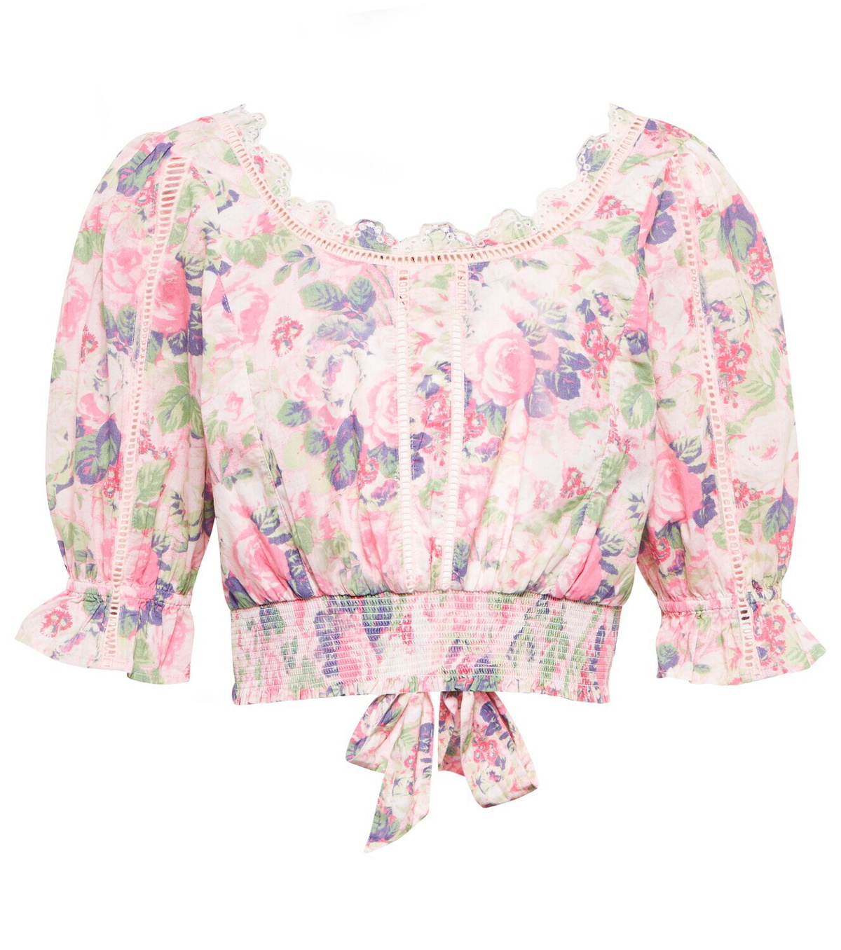 LoveShackFancy Karsten floral cotton cropped top LoveShackFancy