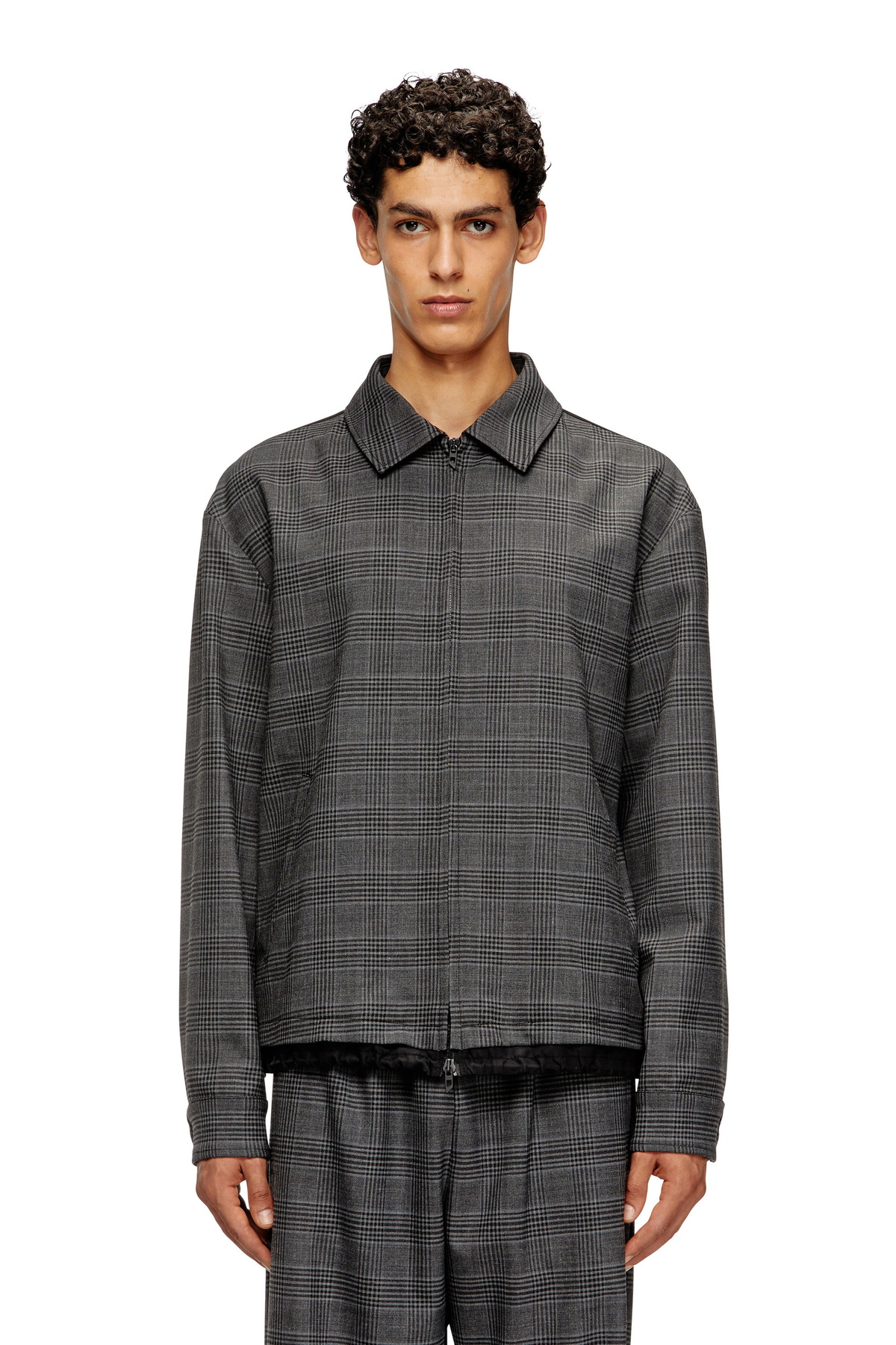 Diesel Coach jacket in Prince of Wales wool blend and satin - Jackets ...