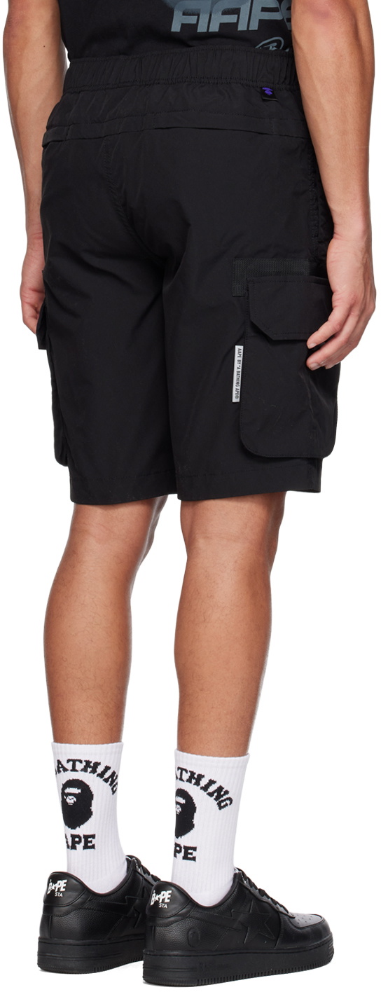 AAPE by A Bathing Ape Black Patch Cargo Shorts AAPE by A Bathing Ape