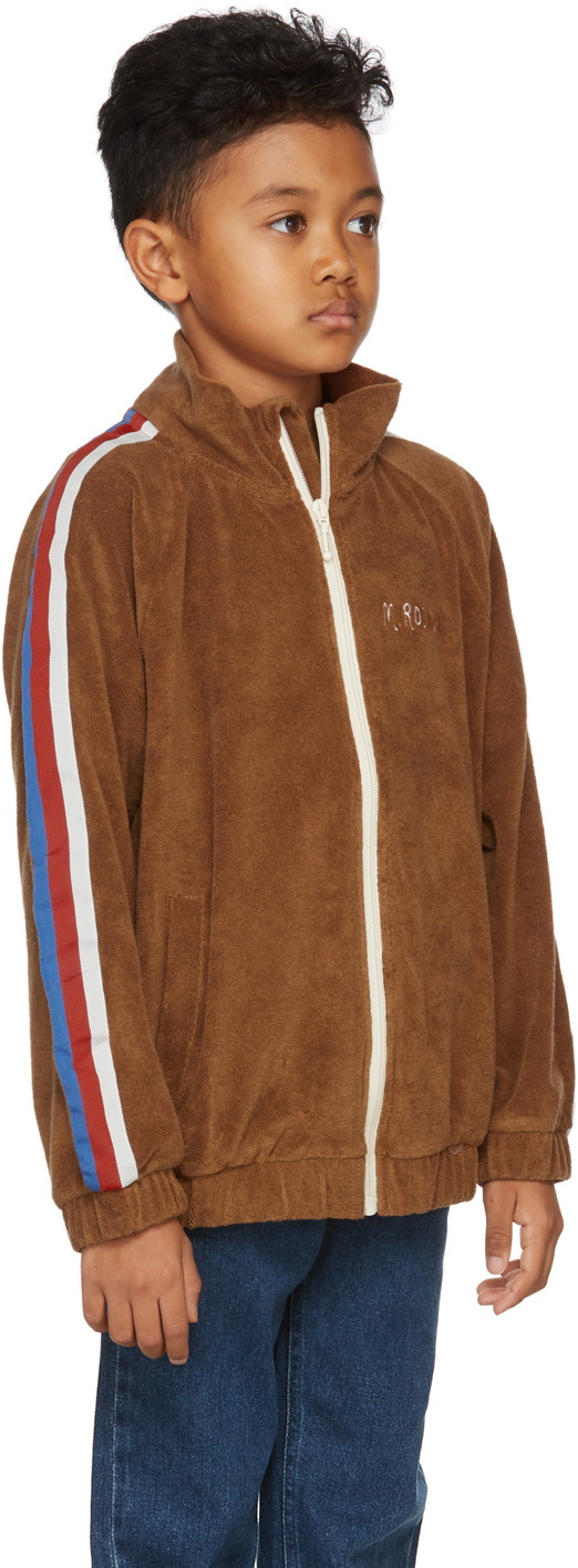 Mini Rodini Kids Brown Terry Stripe Track Jacket Mini Rodini