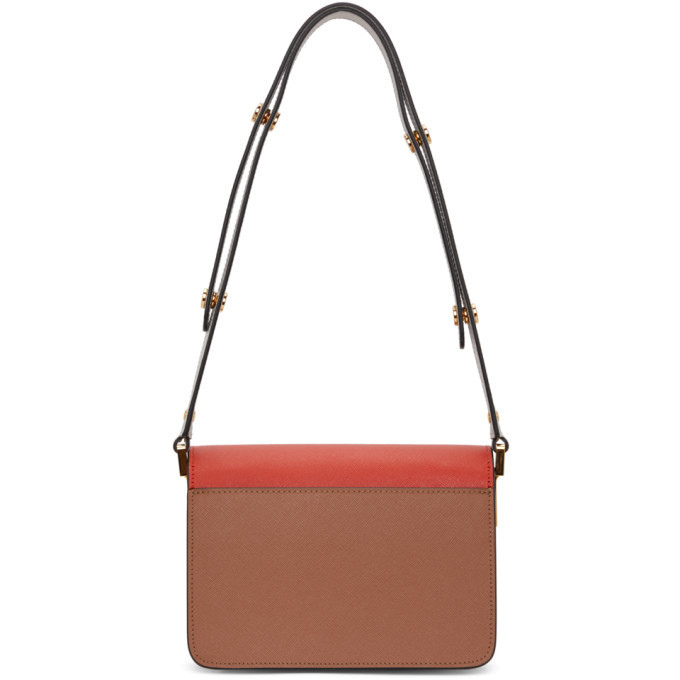 Marni Red and Brown Saffiano Mini Trunk Bag Marni