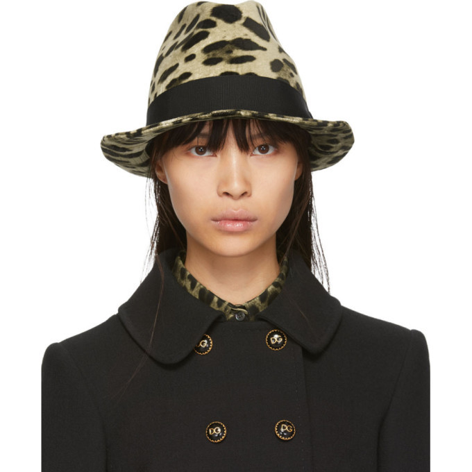 Dolce and Gabbana Brown and Tan Leopard Print Hat Dolce & Gabbana