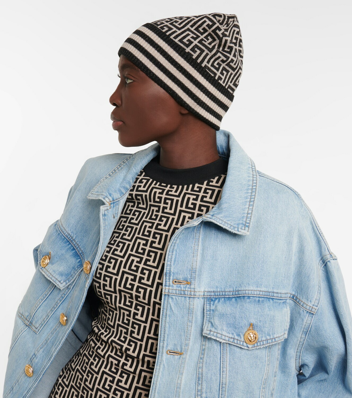 Balmain - Embroidered monogram wool-blend beanie Balmain