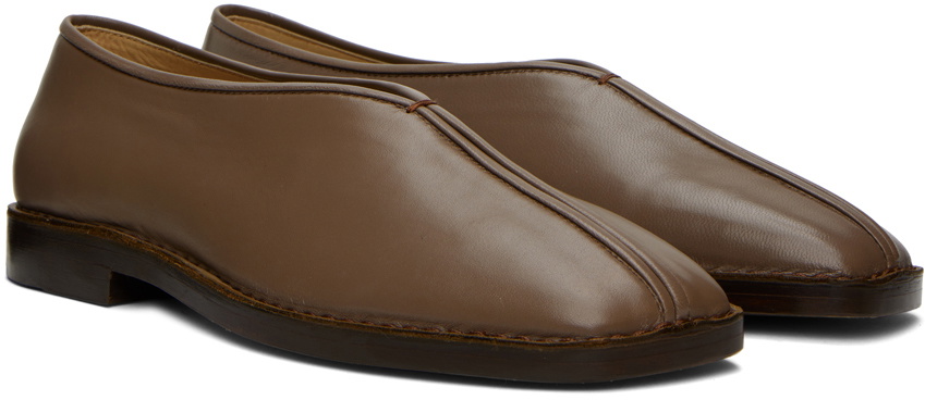 LEMAIRE Taupe Flat Piped Slippers Lemaire