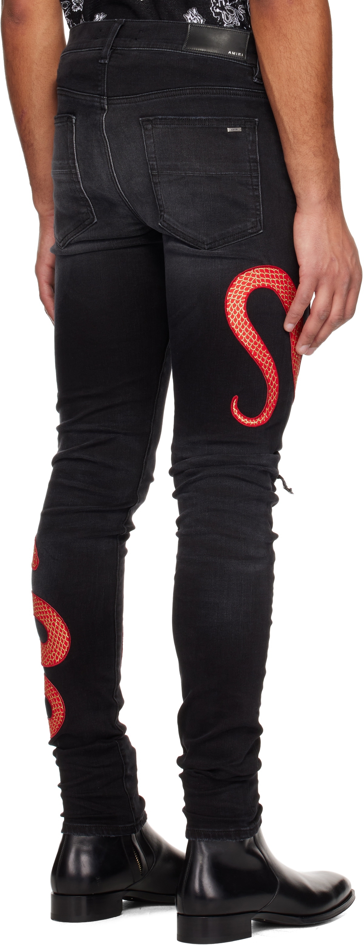 AMIRI Black XO Snake Jeans Amiri