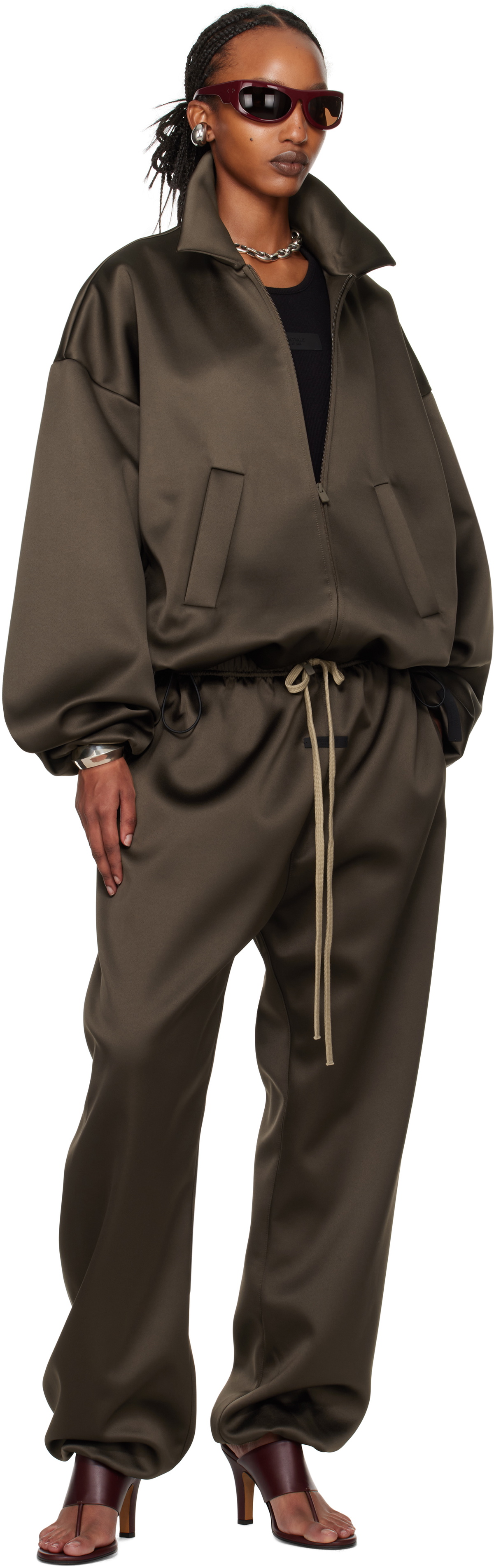 Fear of God ESSENTIALS Brown Satin Lounge Pants Fear Of God Essentials