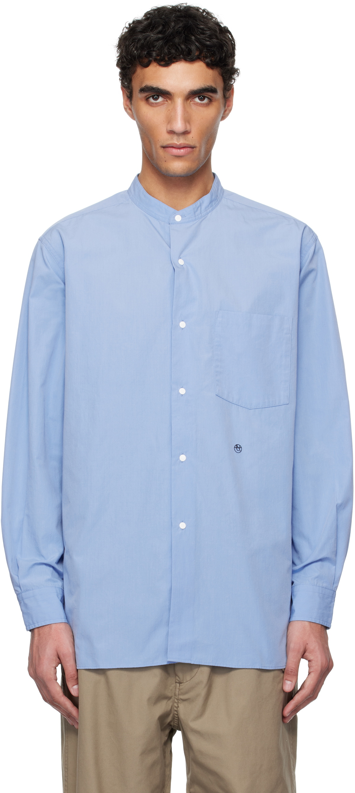 nanamica Blue Band Collar Wind Shirt Nanamica