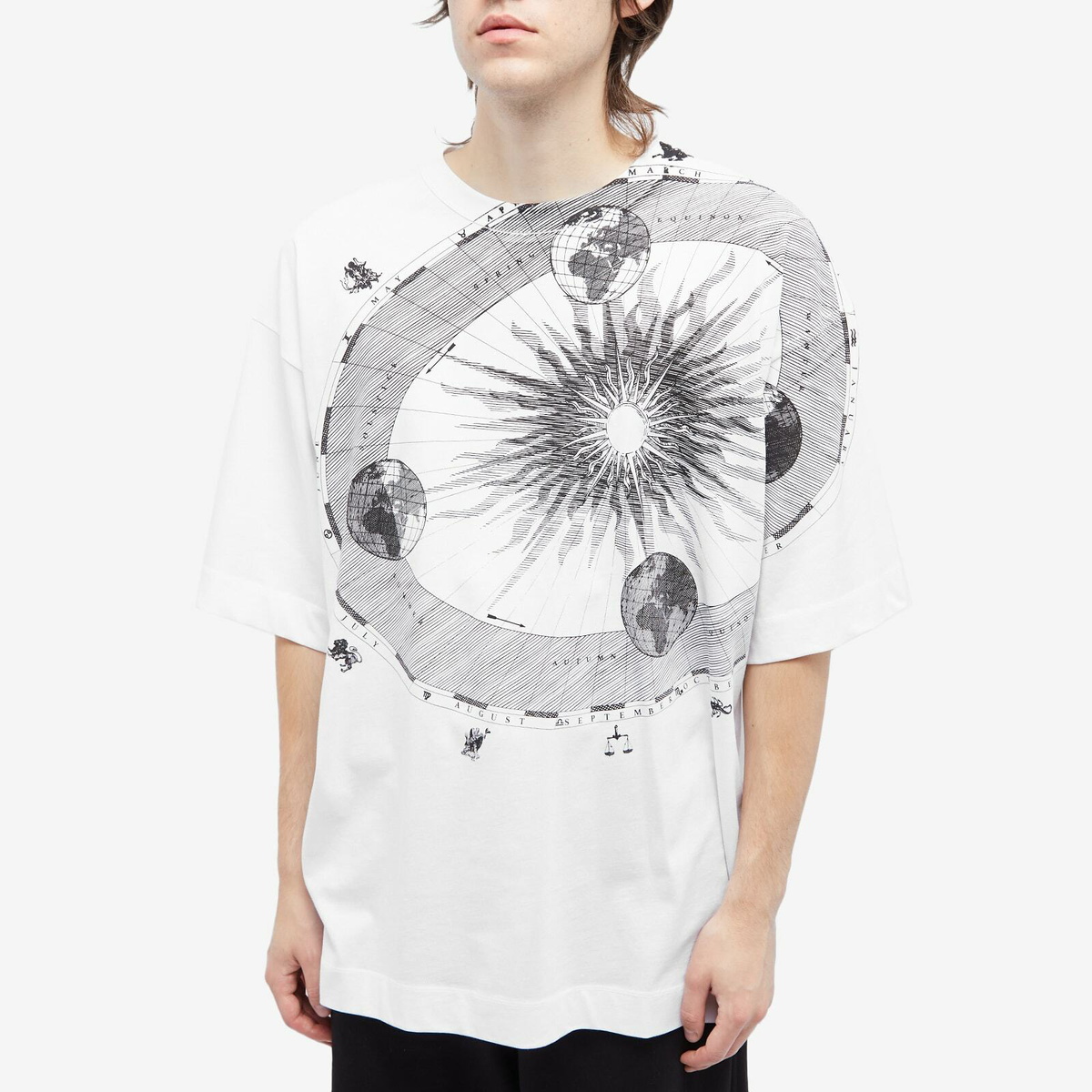 Dries Van Noten Men's Hein Solar Print T-Shirt in White Dries Van Noten