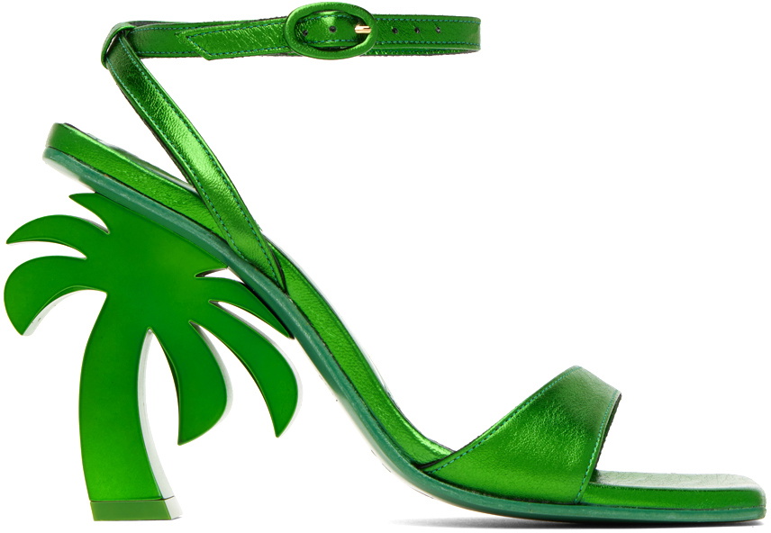 Palm Angels Green Palm Heeled Sandals Palm Angels