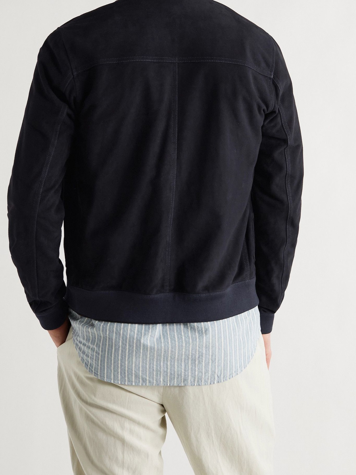 VALSTAR - Valstarino Slim-Fit Suede Bomber Jacket - Blue Valstarino