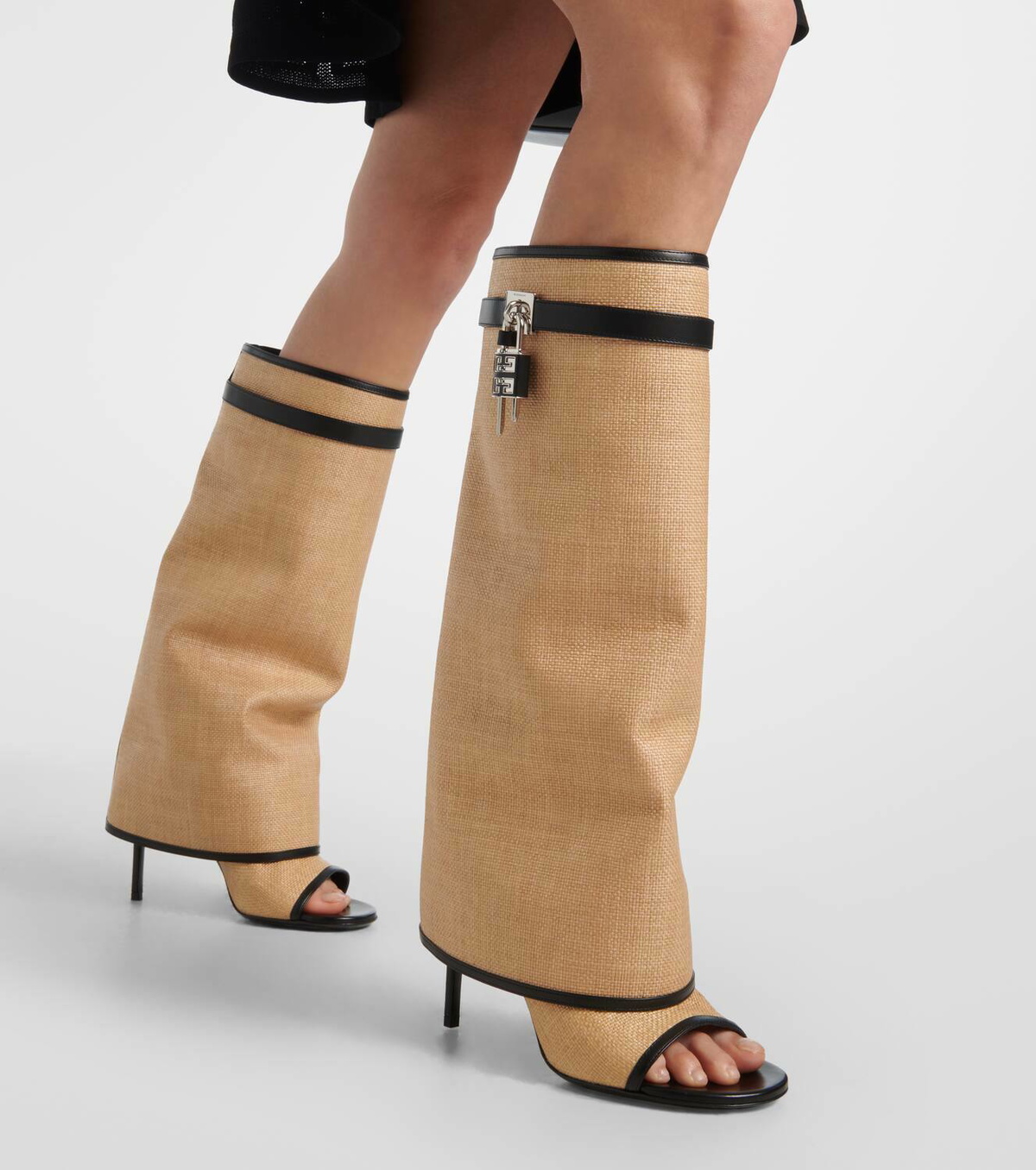 Givenchy Shark Lock raffia knee-high boots Givenchy