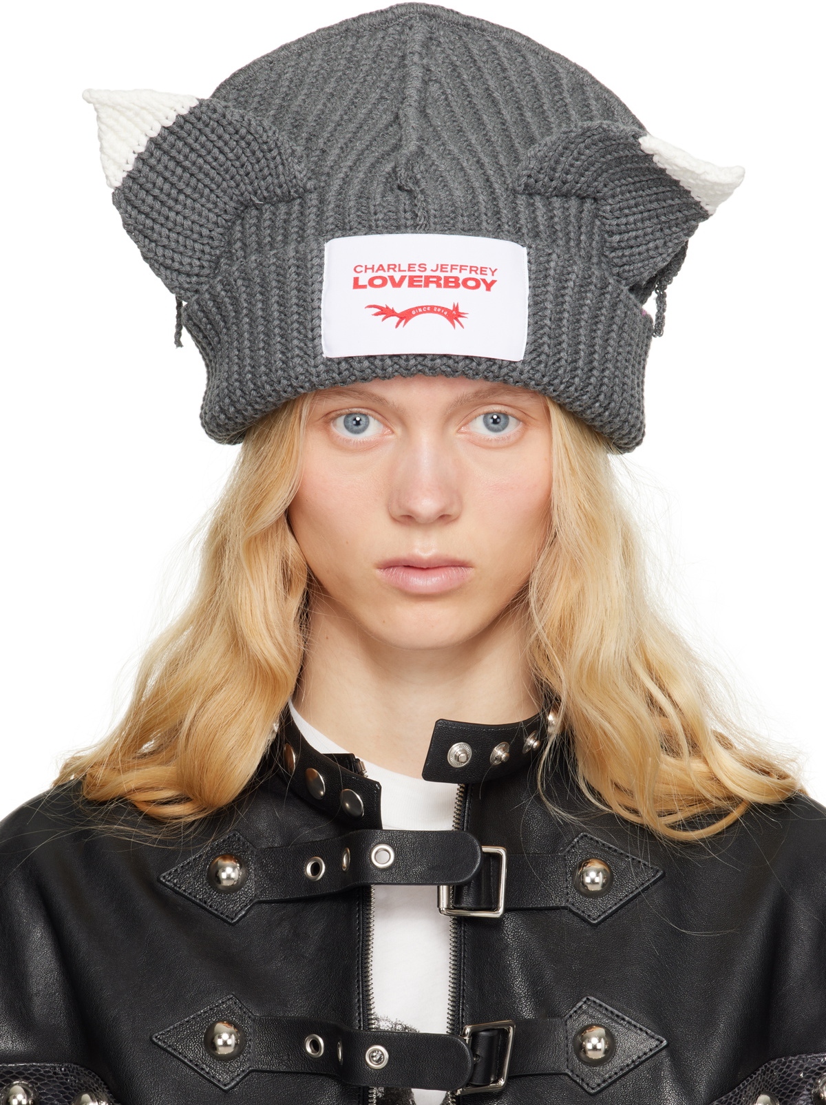 Charles Jeffrey LOVERBOY Gray Chunky Ears Beanie Charles Jeffrey Loverboy