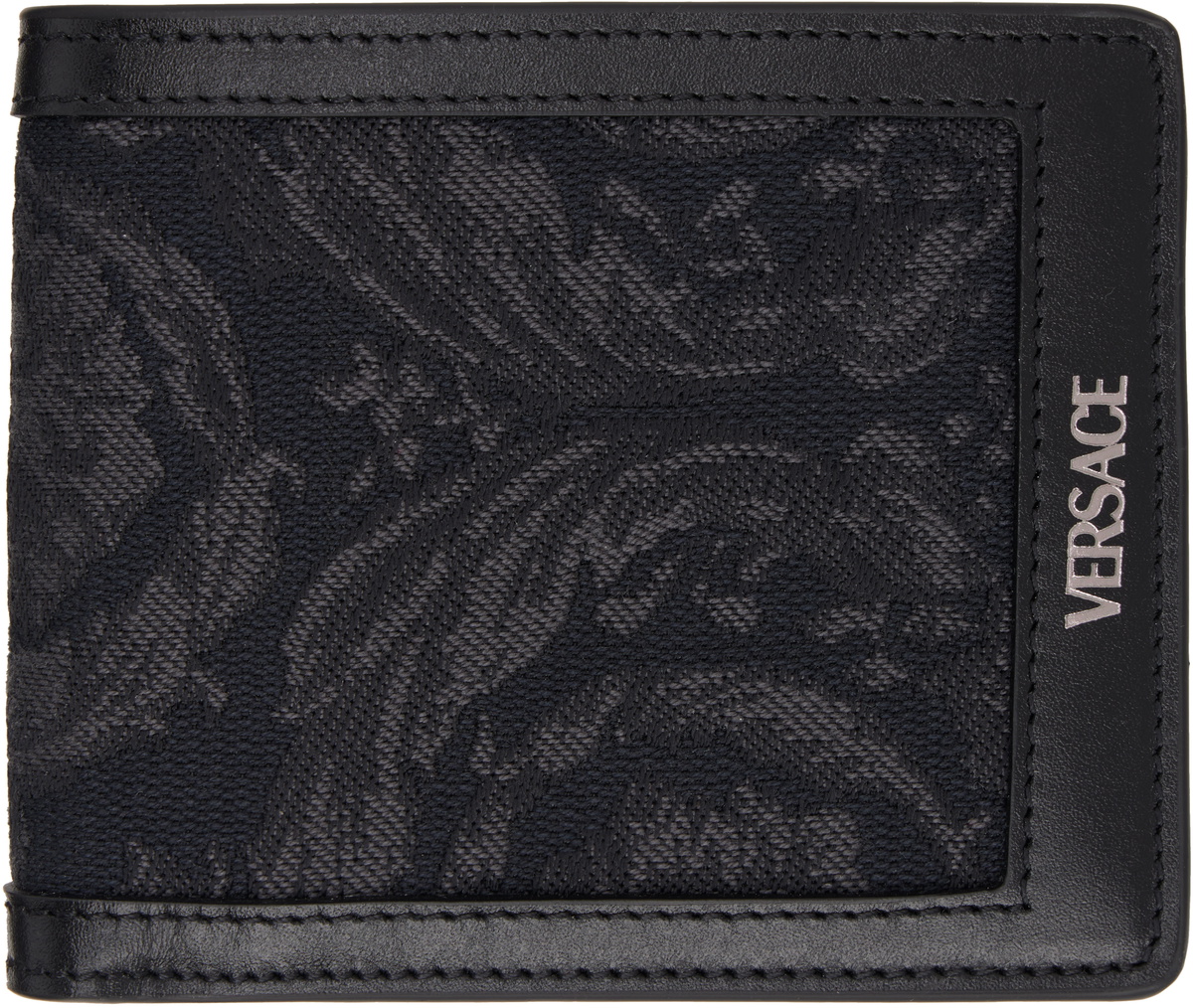 Versace Black Barocco Jacquard Bifold Wallet Versace