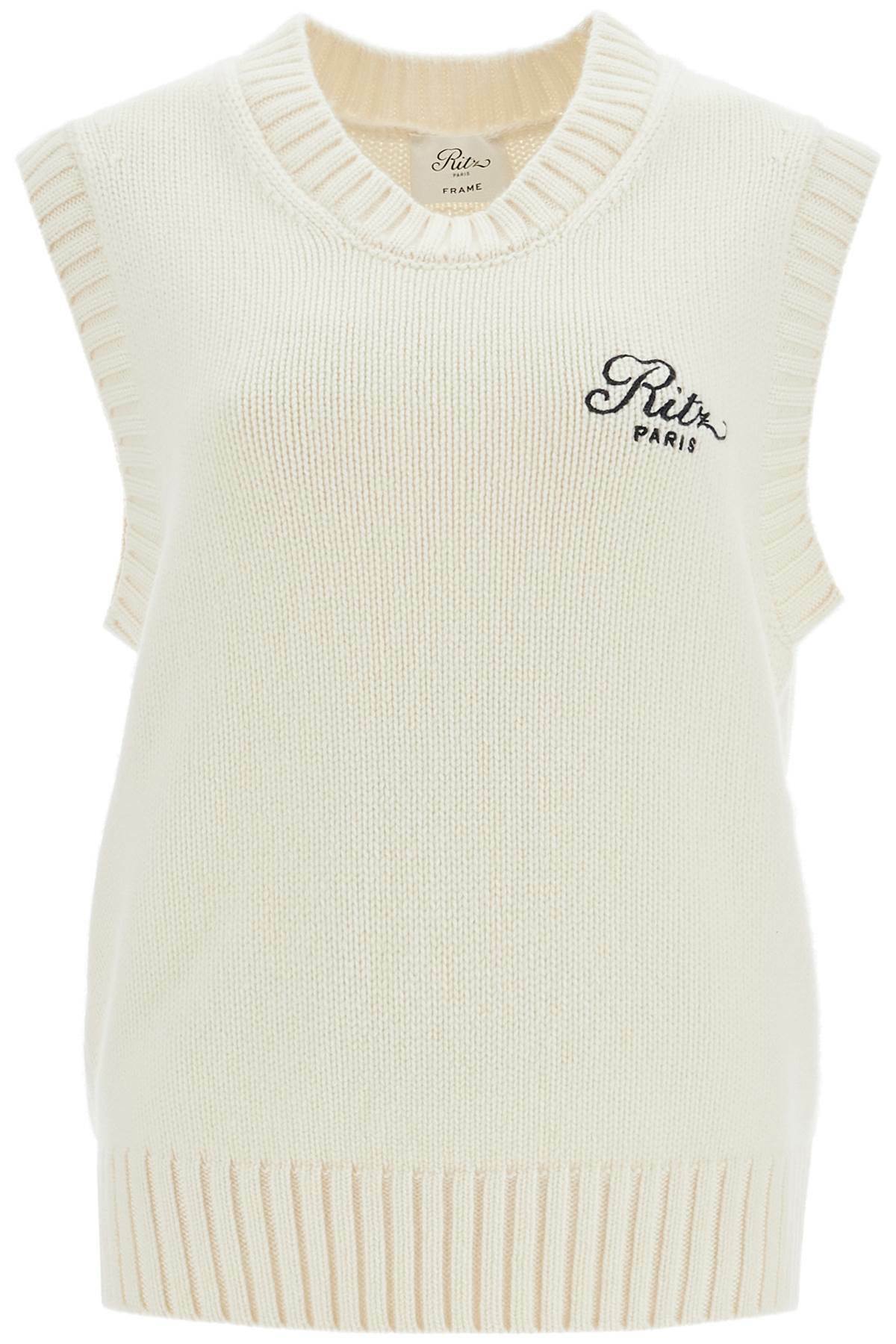 FRAME cashmere vest with frame design for ritz White Frame Denim