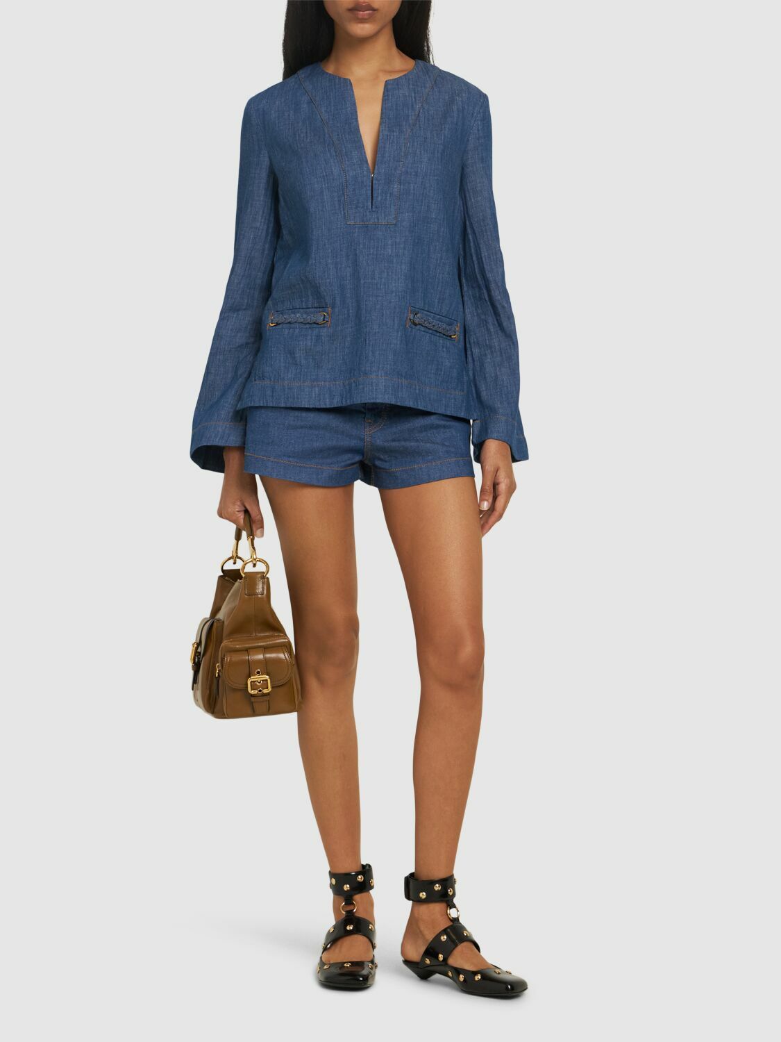 ZIMMERMANN Wylie Stretch Denim Tunic Top Zimmermann